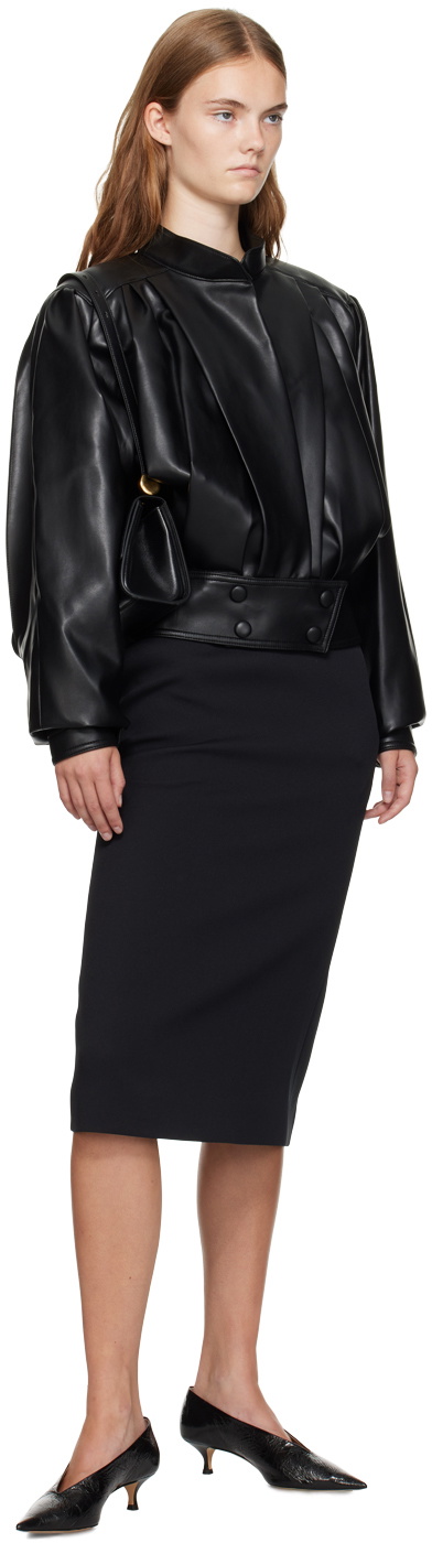 Recto Black Faux-Leather Bomber Jacket Recto