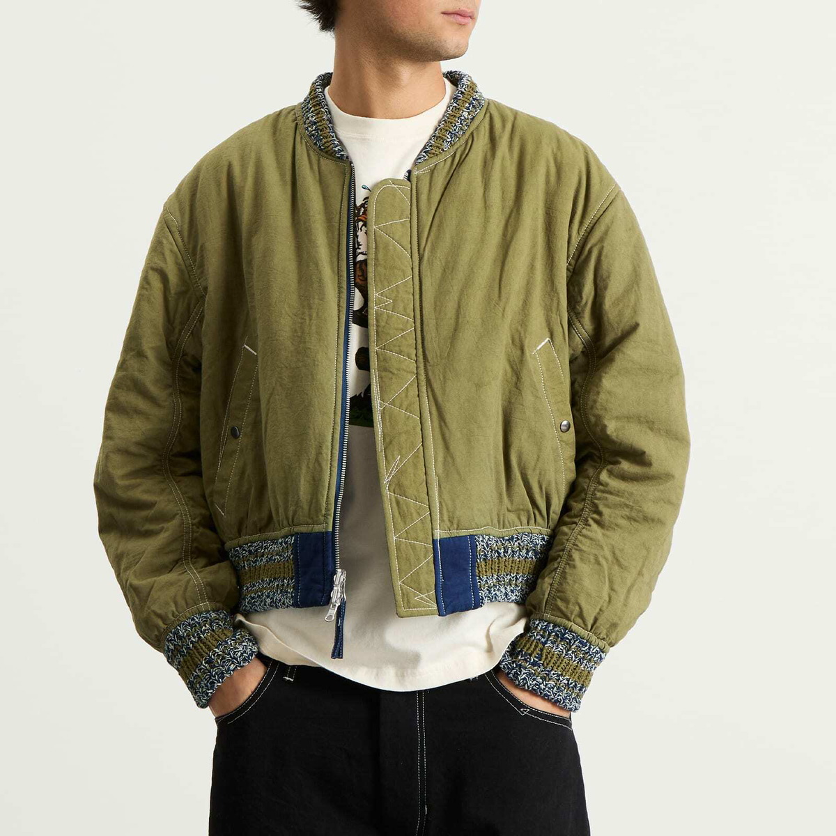 Story mfg. Men's Story mfg Seed Printed Wonky-Wear Bomber Jacket in ...