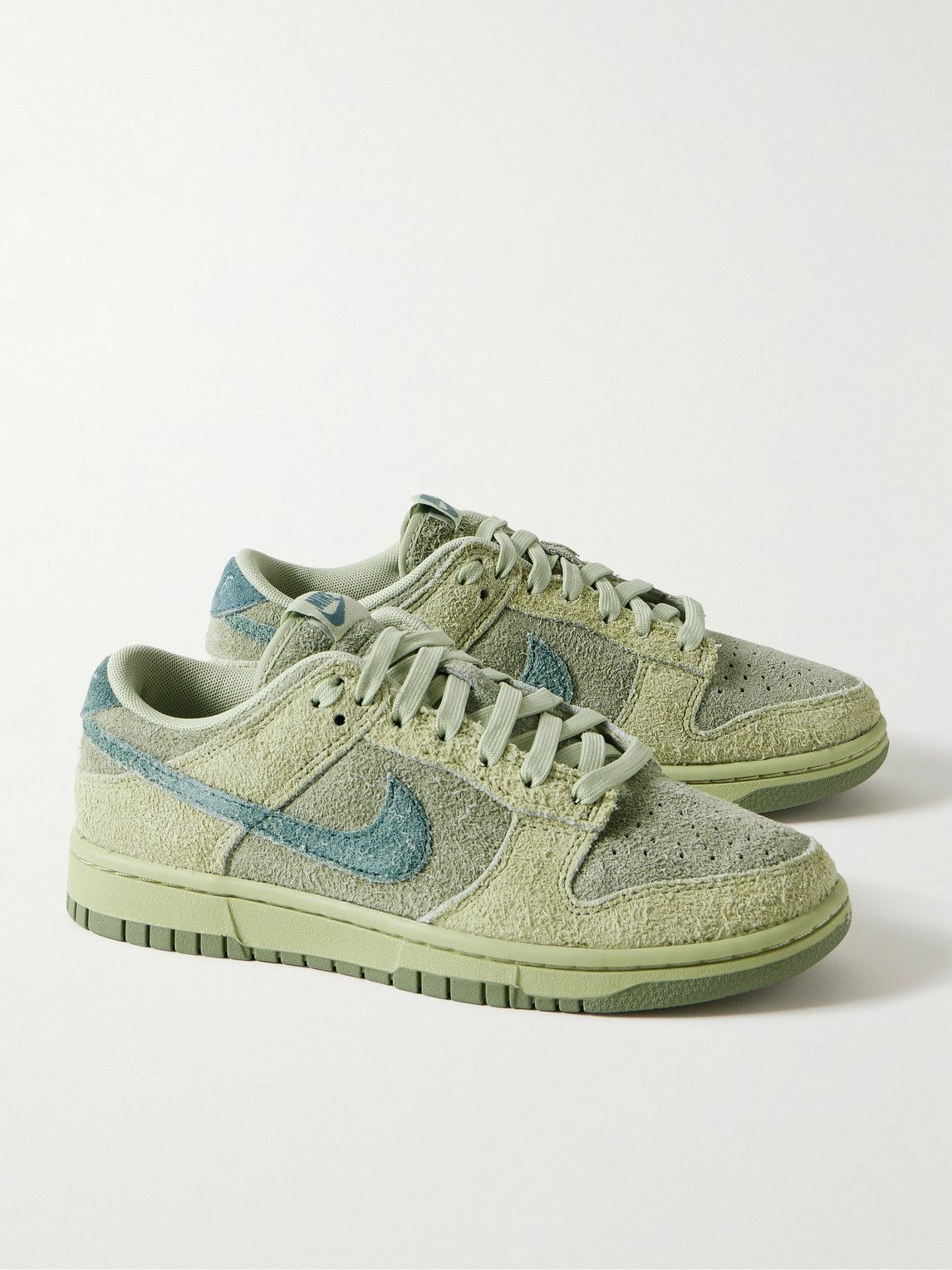 Nike - Dunk Low Brushed-Suede Sneakers - Green Nike