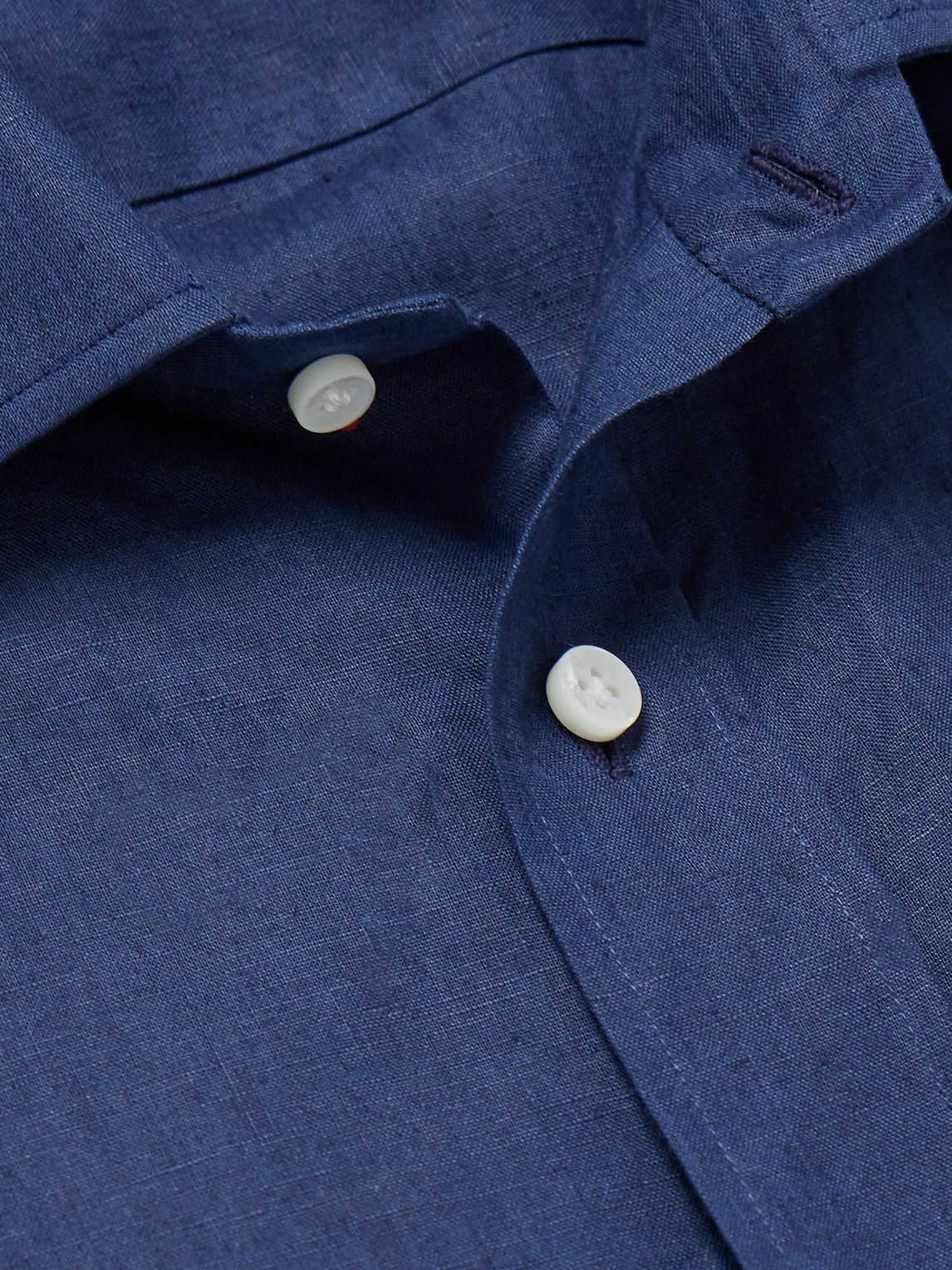 Rubinacci - Cutaway-Collar Linen Shirt - Blue Rubinacci