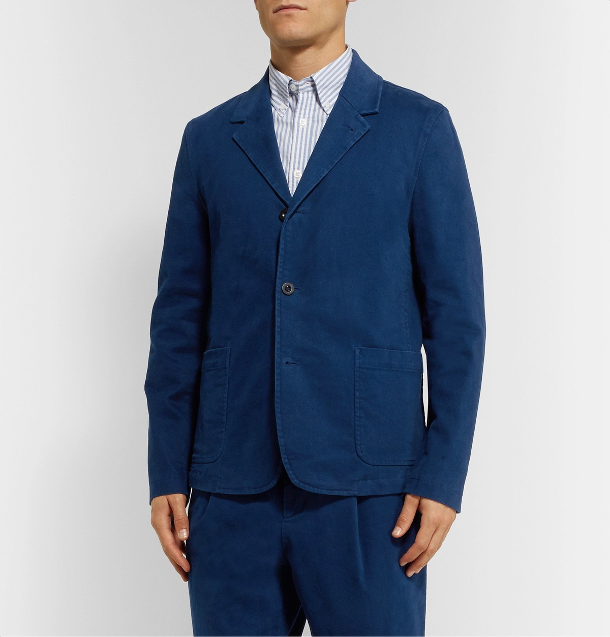 Mr P. - Unstructured Cotton-Blend Moleskin Suit Jacket - Blue Mr P.