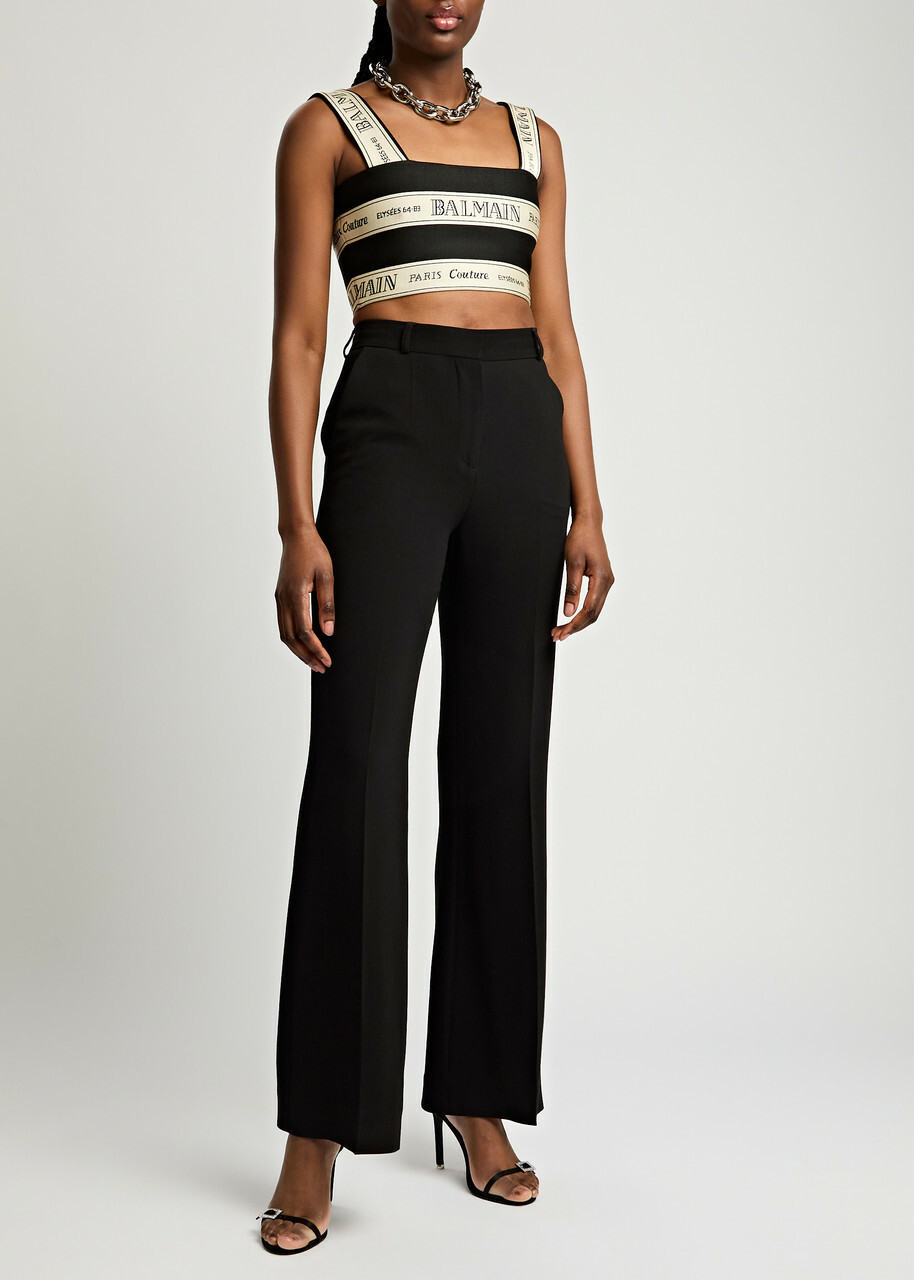 Balmain Logo-jacquard Cropped top Black Balmain