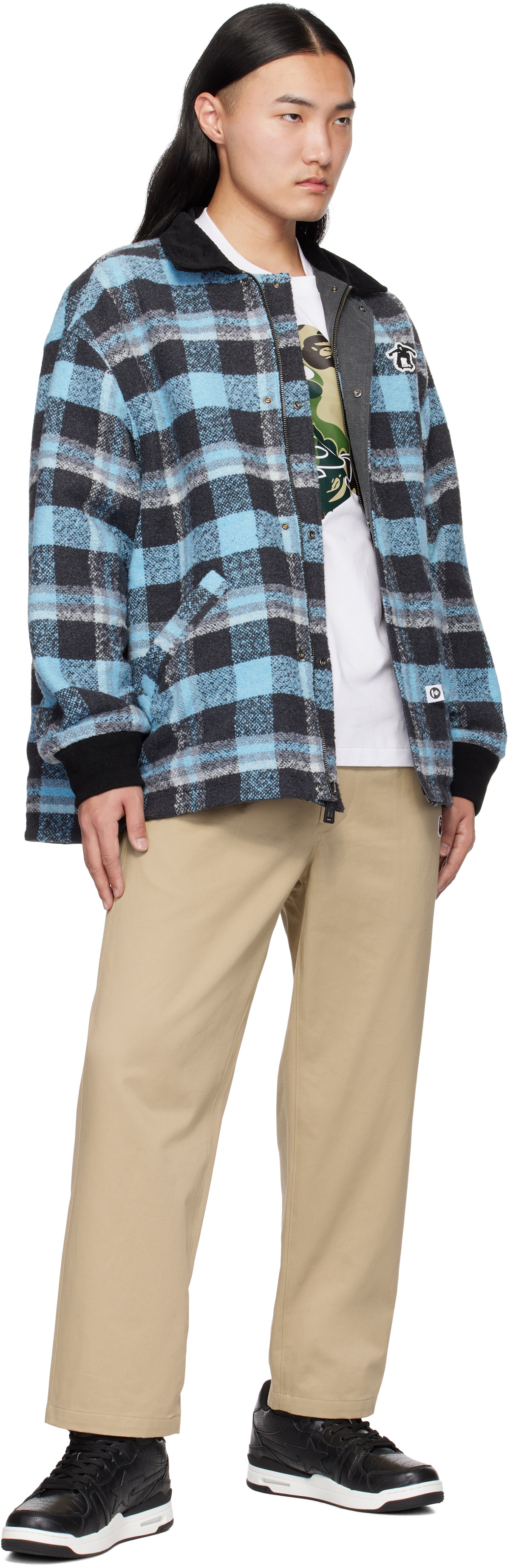 AAPE by A Bathing Ape Black & Blue Moonface Logo Utility Patch ...