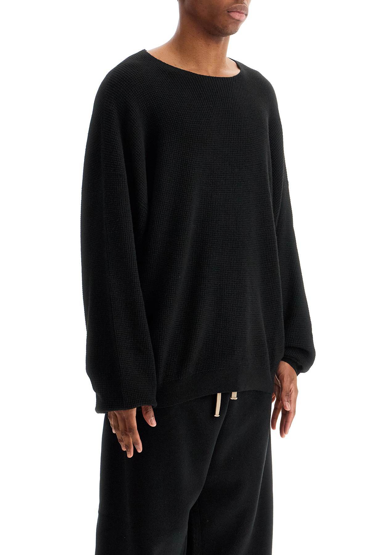 FEAR OF GOD ESSENTIALS waffle crew neck pul Black Fear Of God Essentials