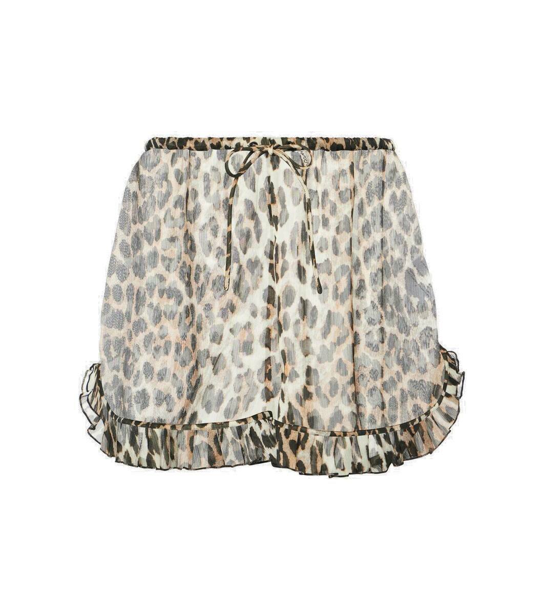 Ganni Leopard-print chiffon shorts GANNI