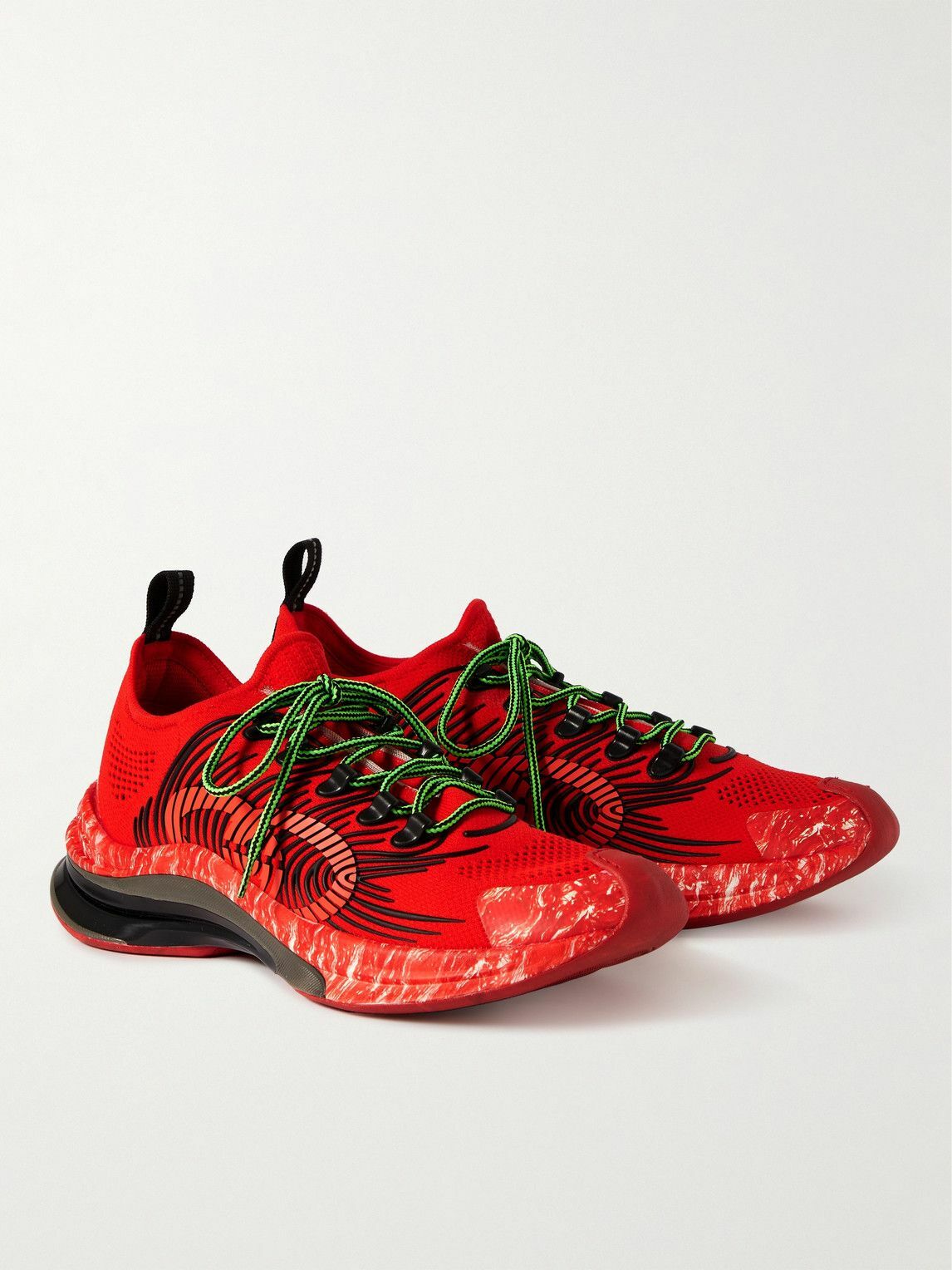 GUCCI - Run Rubber-Trimmed Mesh Sneakers - Red Gucci