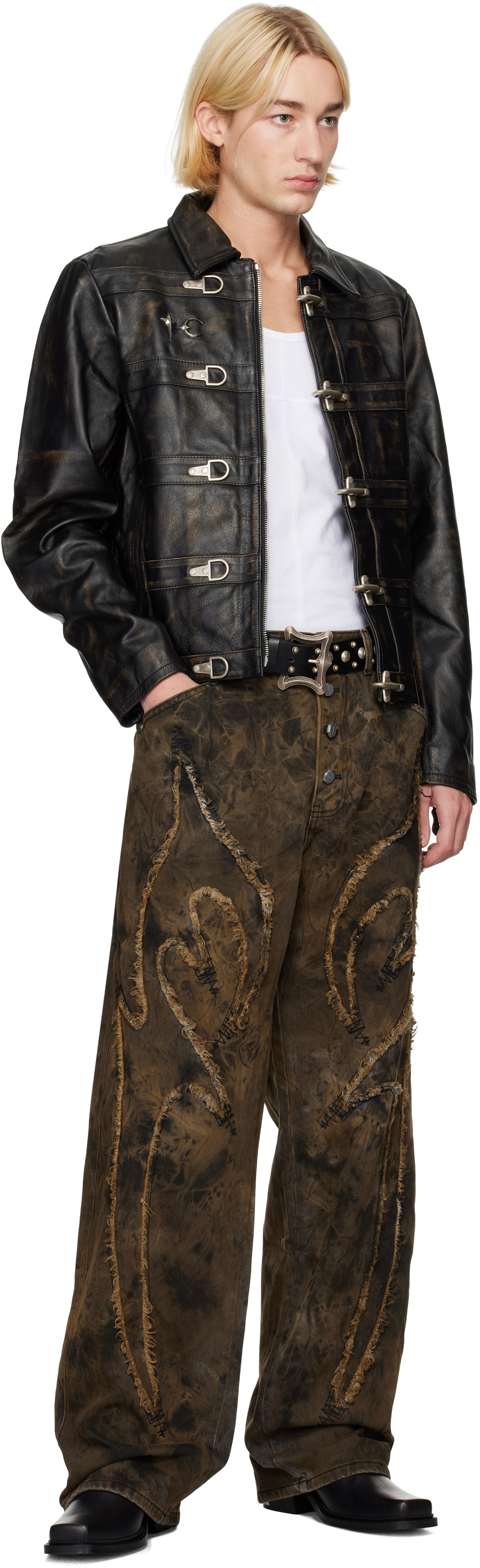Thug Club Brown Laser-Cut Jeans Thug Club