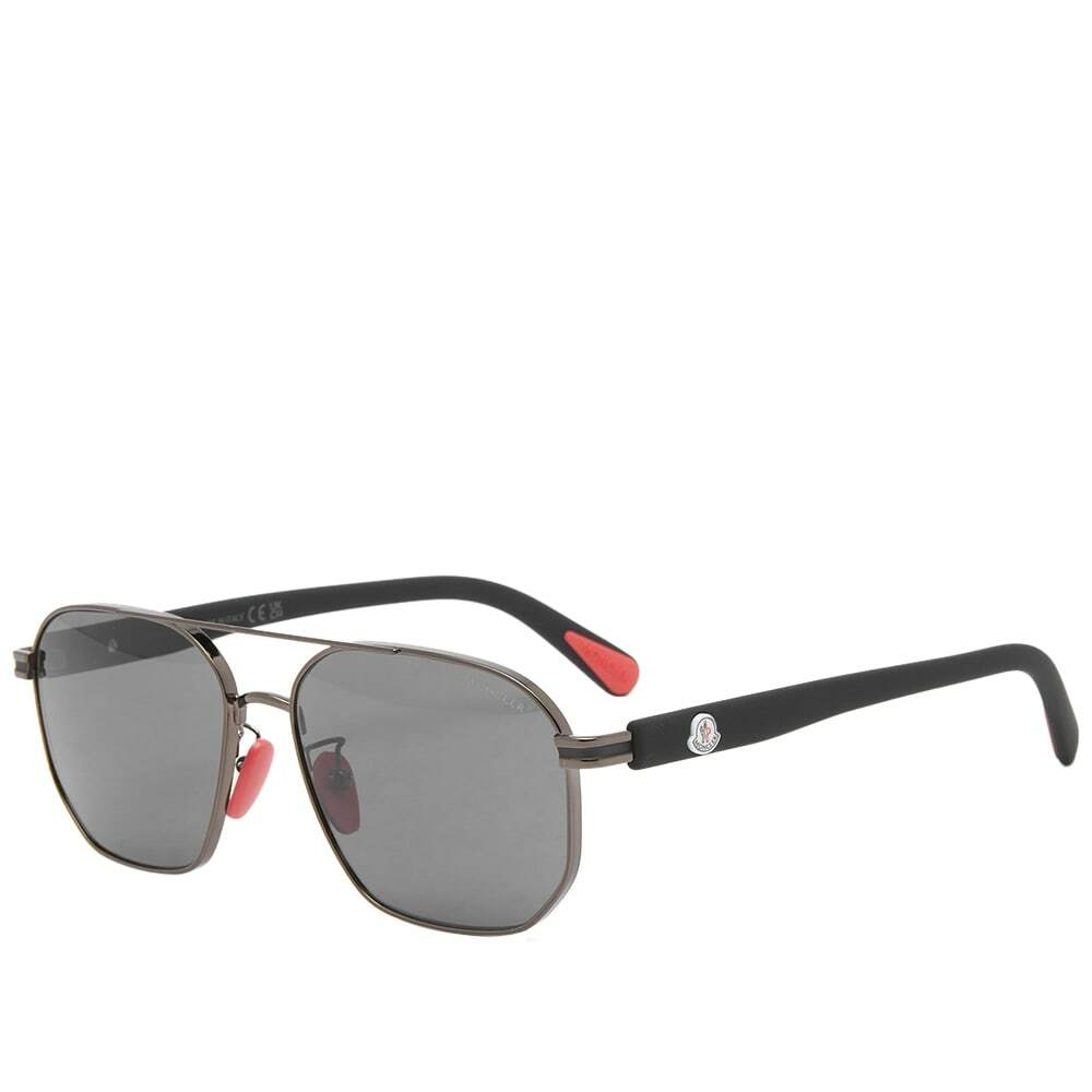 Moncler Eyewear Men's Flaperon Sunglasses in Shiny Gunmetal/Smoke Moncler