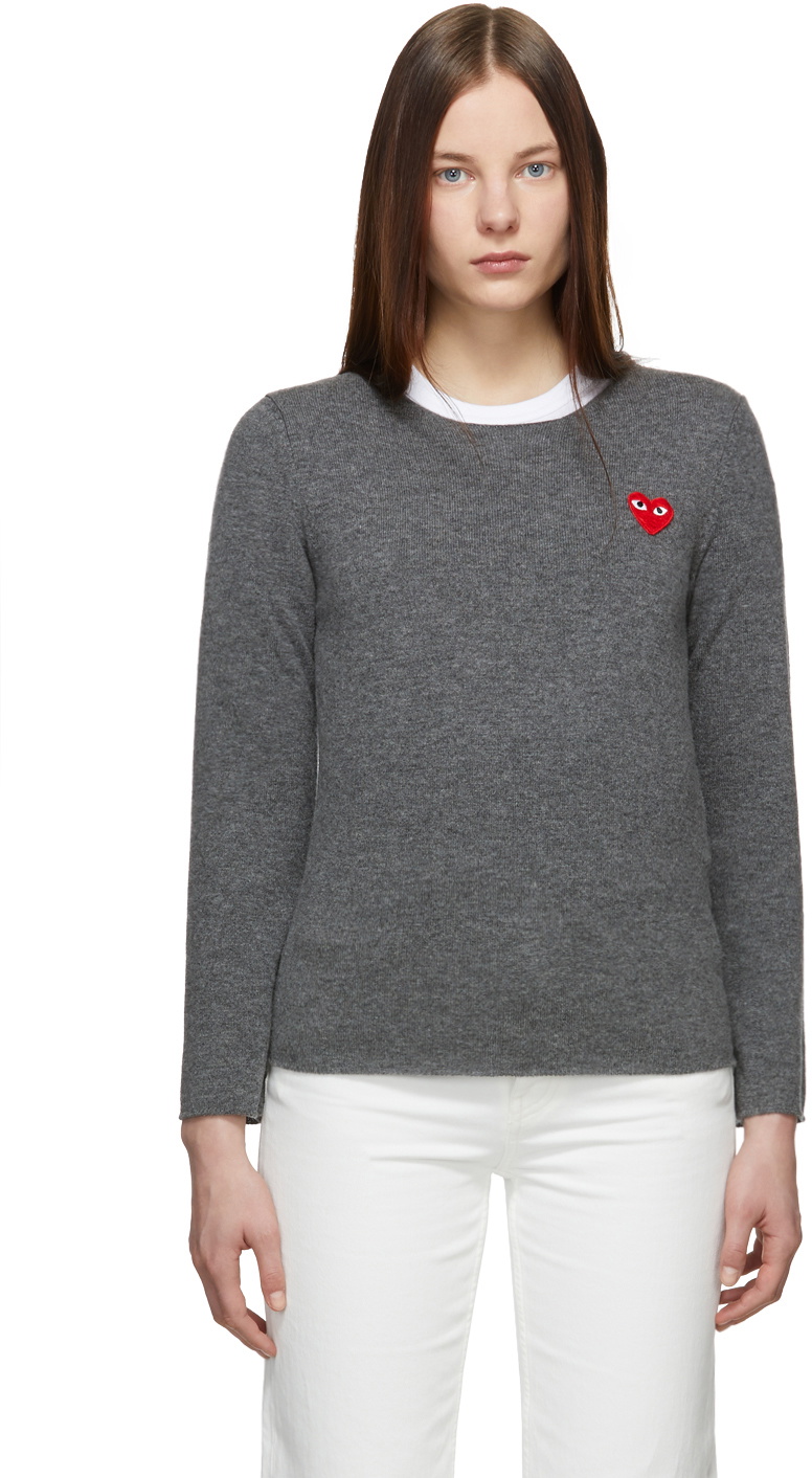 COMME des GARÇONS PLAY Grey Heart Patch Sweater Comme des Garcons Play