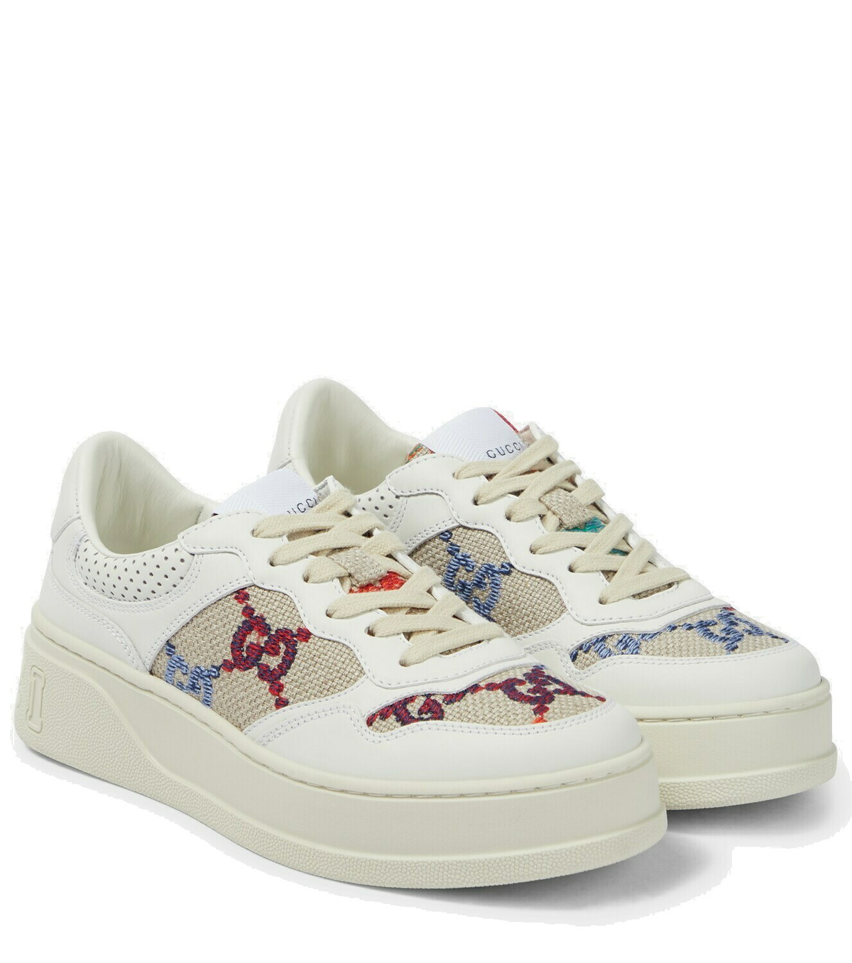 Gucci - GG embroidered leather sneakers Gucci