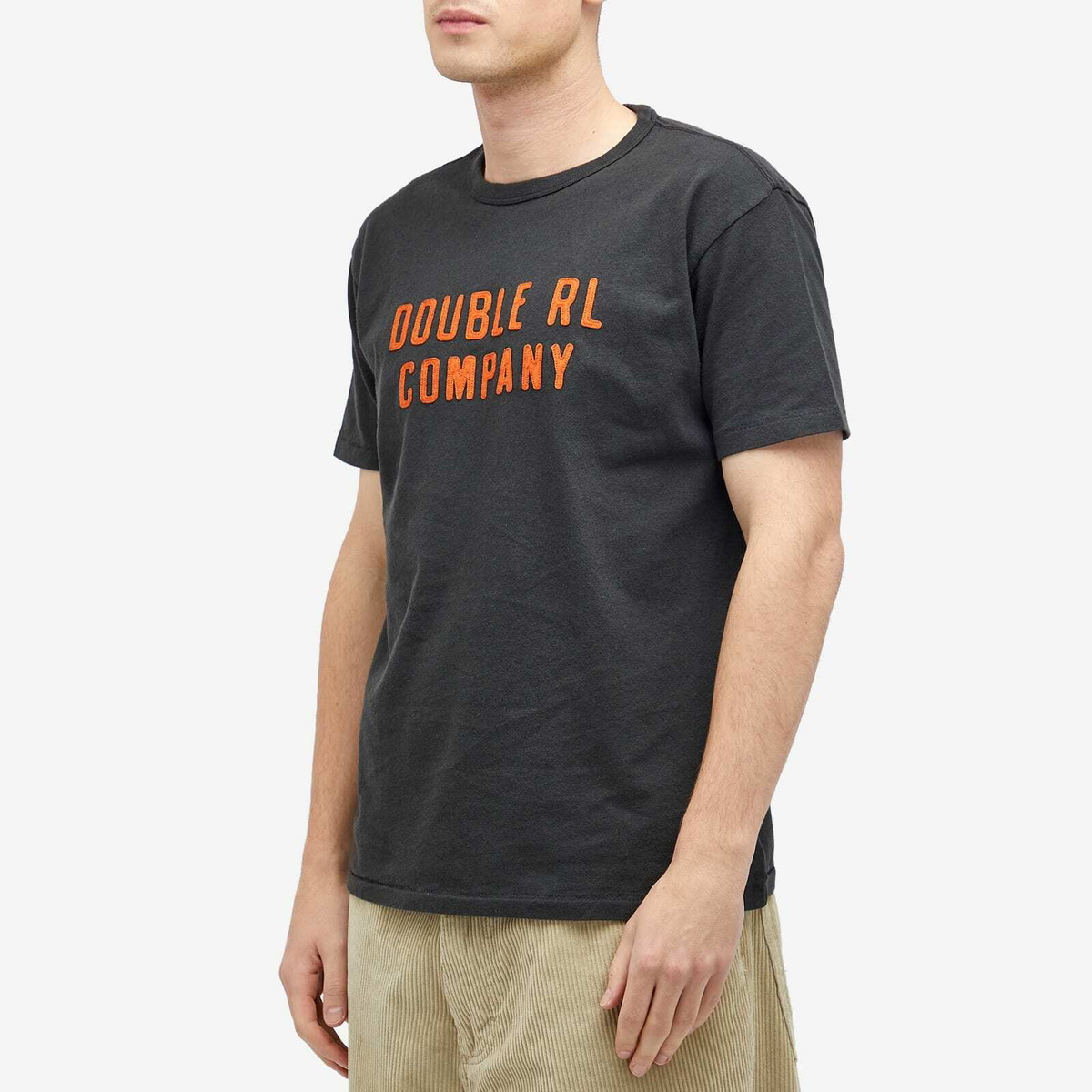 RRL Men's Company Graphic T-Shirt in Faded Black Canvas RRL