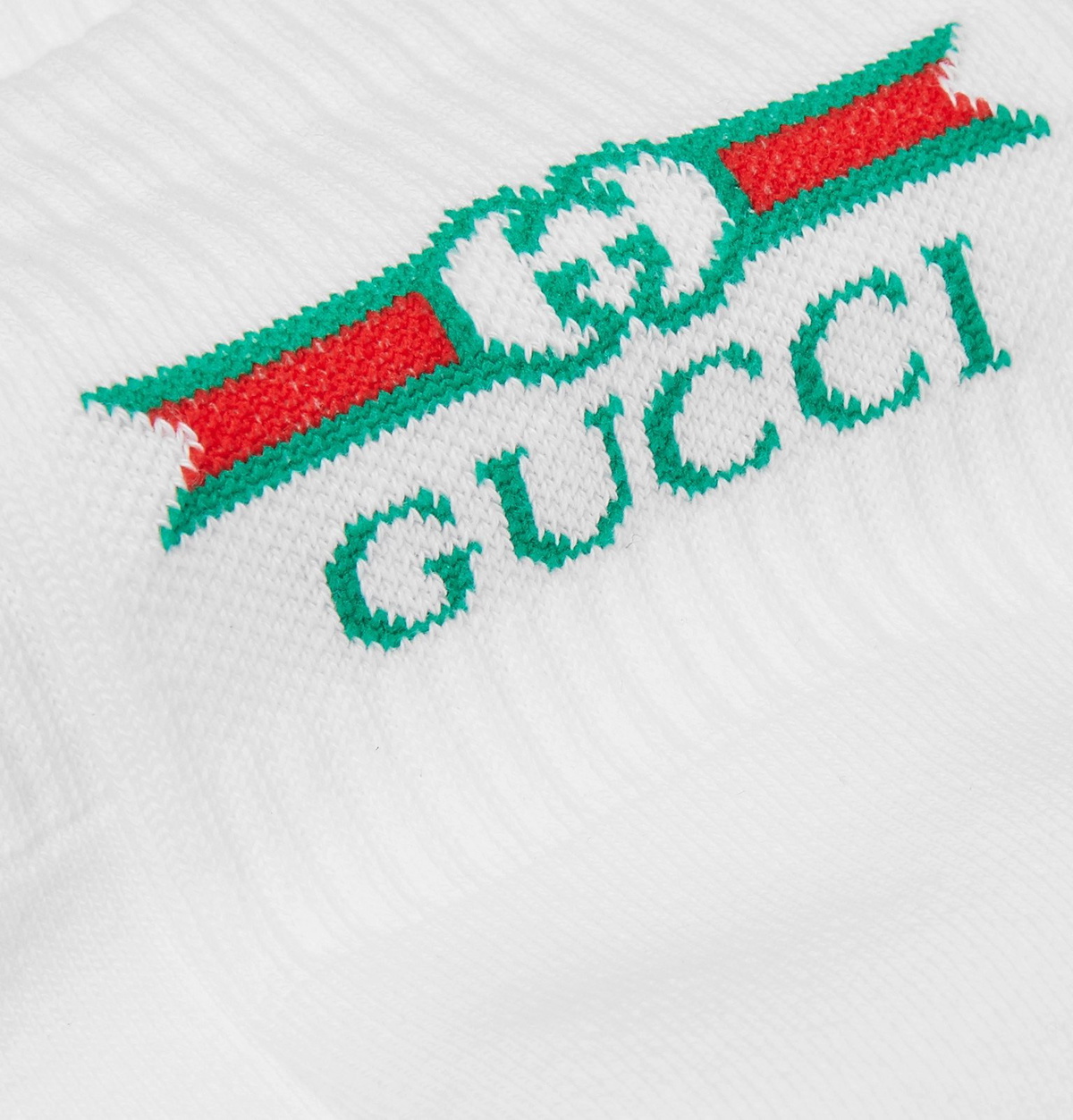 Gucci - Logo-Intarsia Ribbed Stretch Cotton-Blend Socks - White Gucci