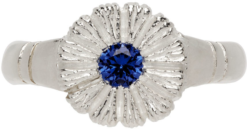 Bleue Burnham Silver & Blue Flower Press Ring Bleue Burnham
