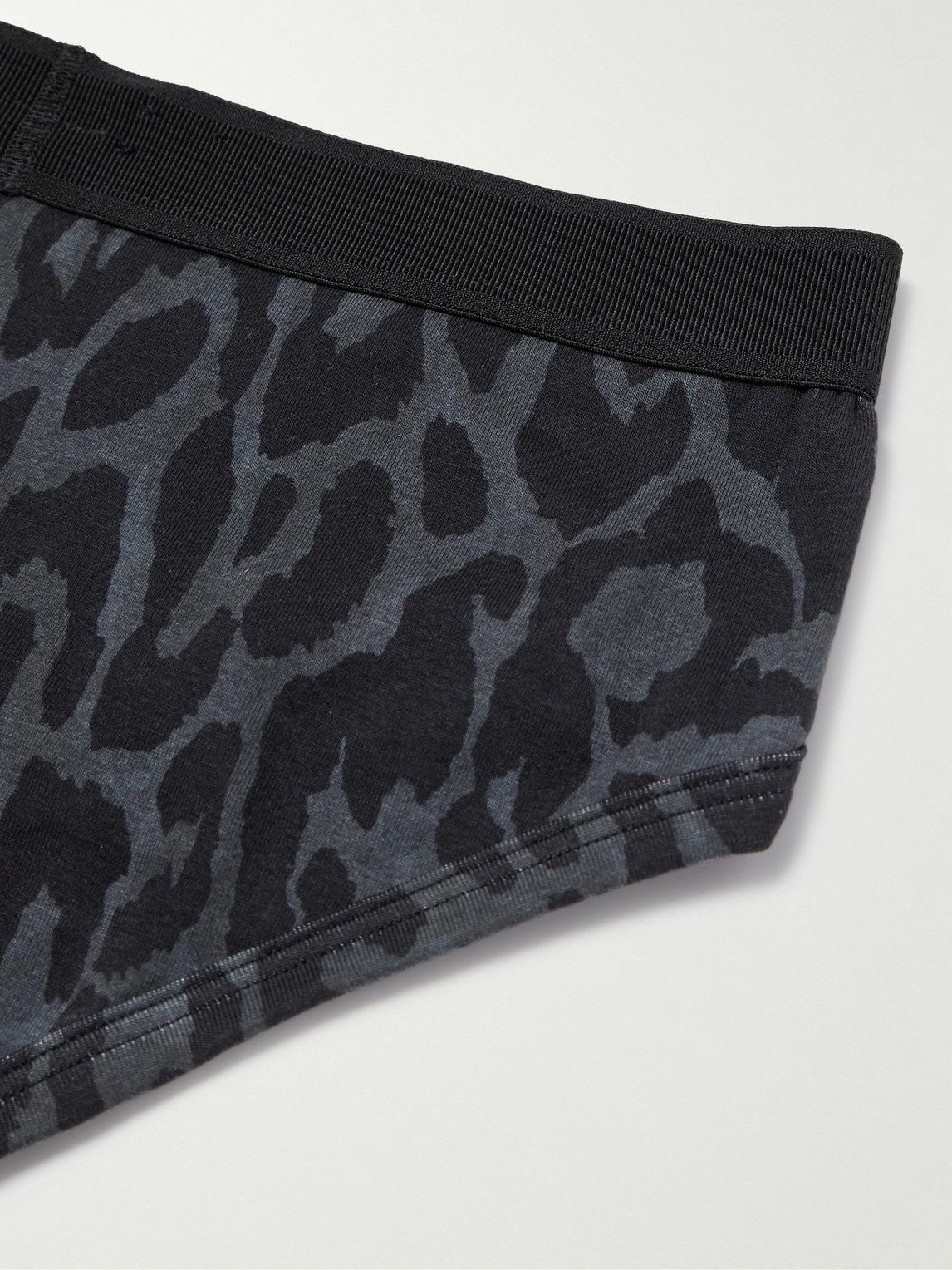 TOM FORD - Cheetah-Print Stretch-Cotton Briefs - Black TOM FORD