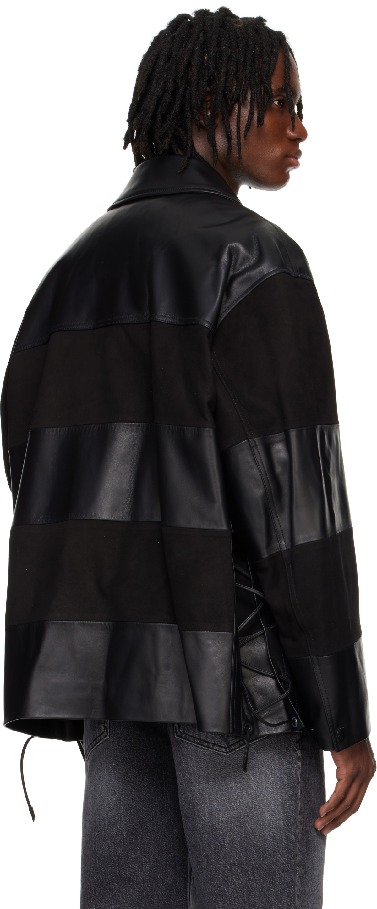 Solid Homme Black Block Leather Jacket Solid Homme