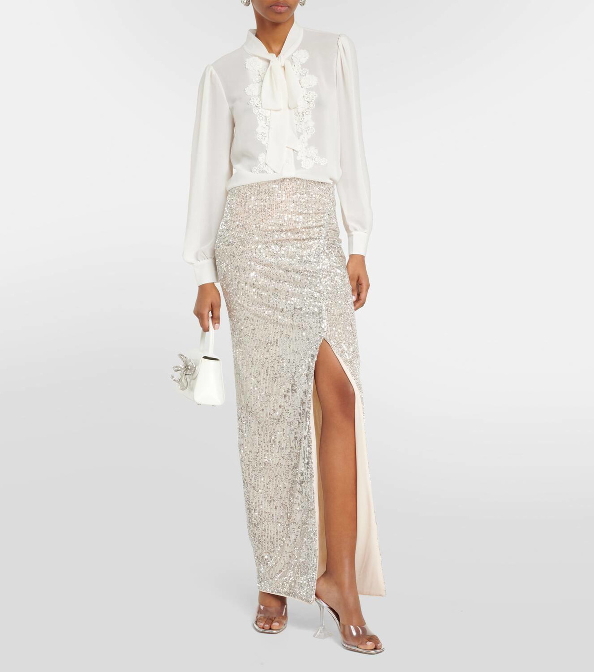 Self-Portrait Lace-trimmed chiffon blouse Self-Portrait