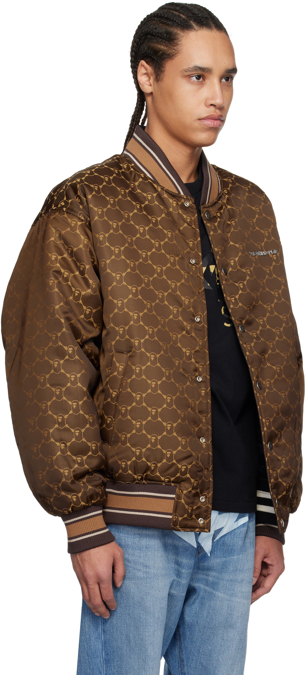 BAPE Brown ABC Camo Jacquard Reversible Bomber Jacket A Bathing Ape