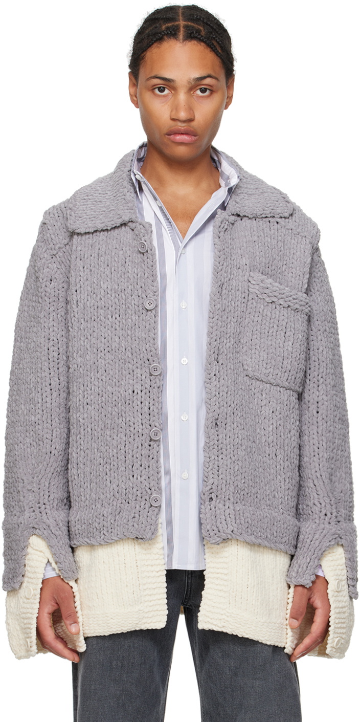 JW Anderson Gray Drop Shoulder Cardigan JW Anderson