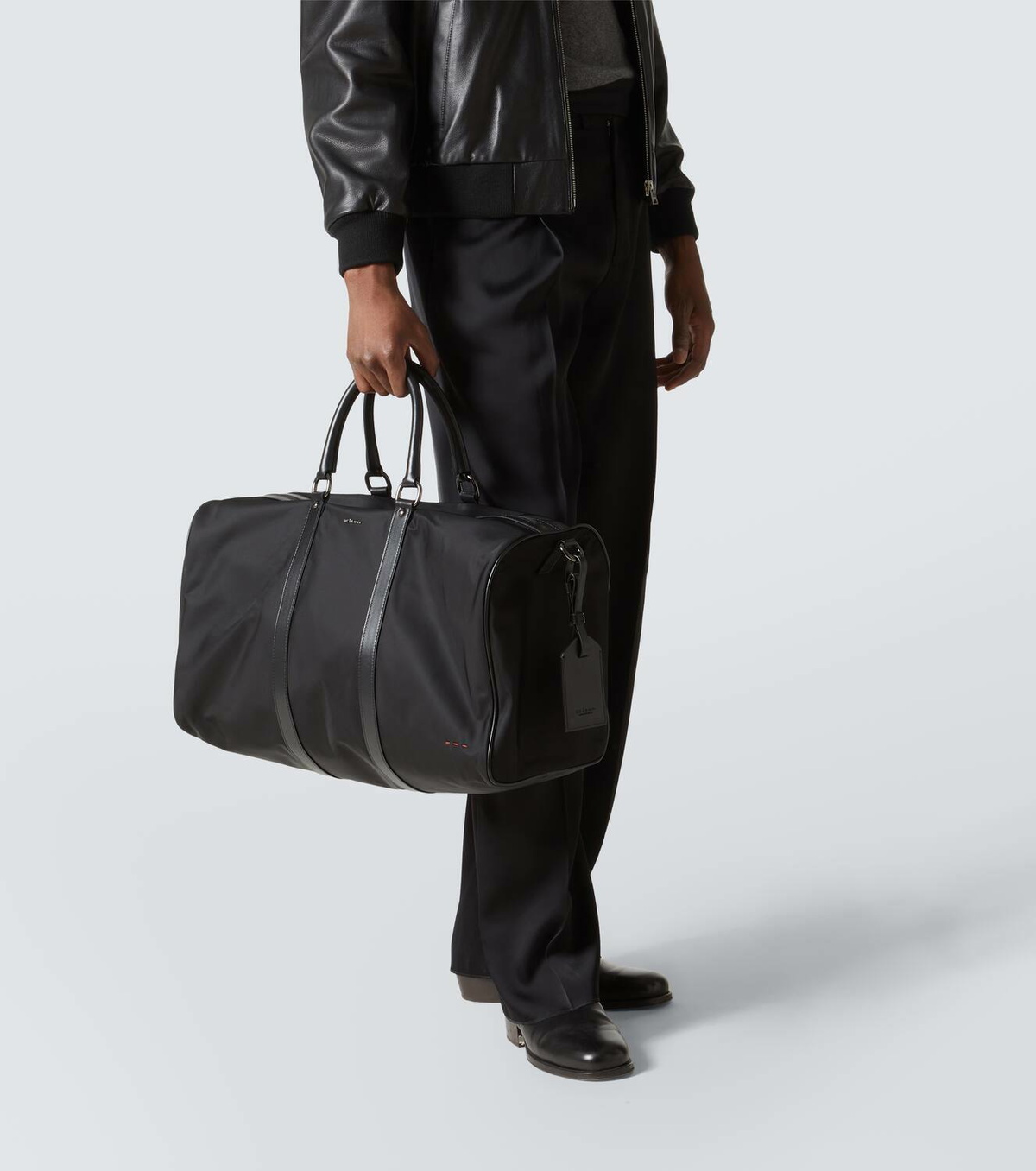 Kiton Leather-trimmed duffel bag Kiton