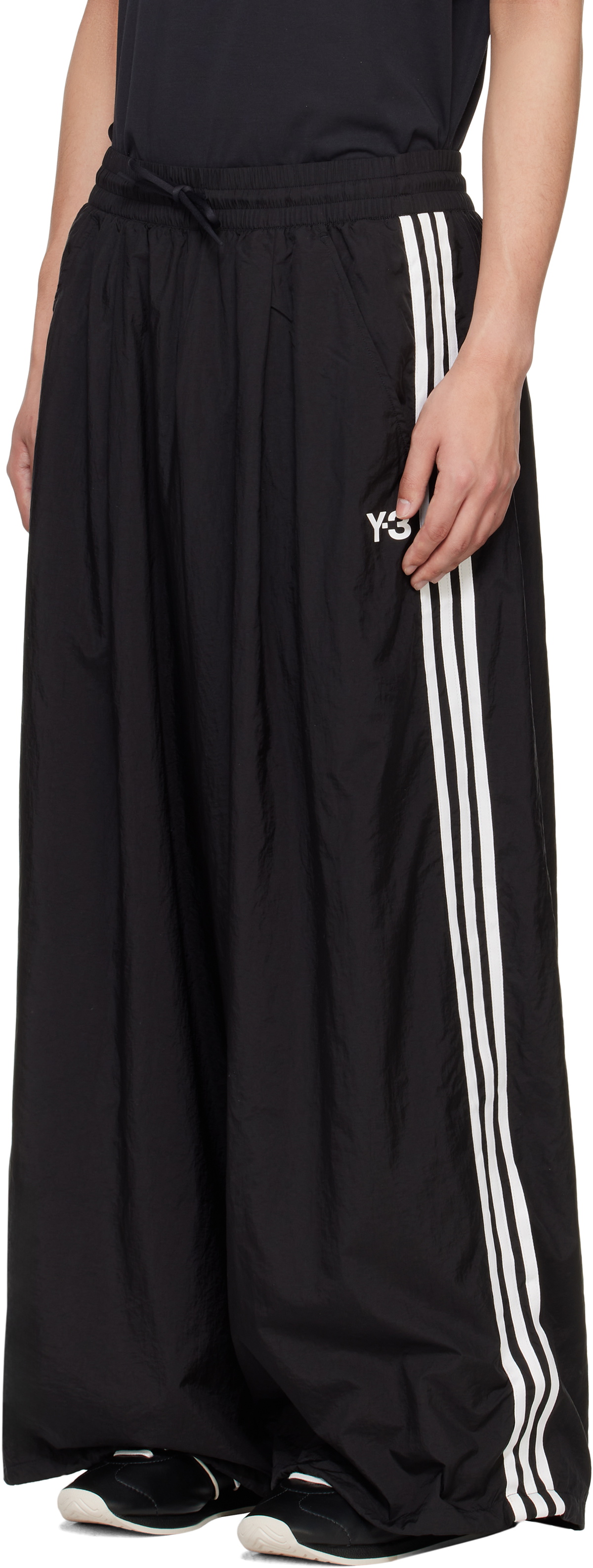 Y-3 Black 3-Stripes Nylon Track Pants Y-3