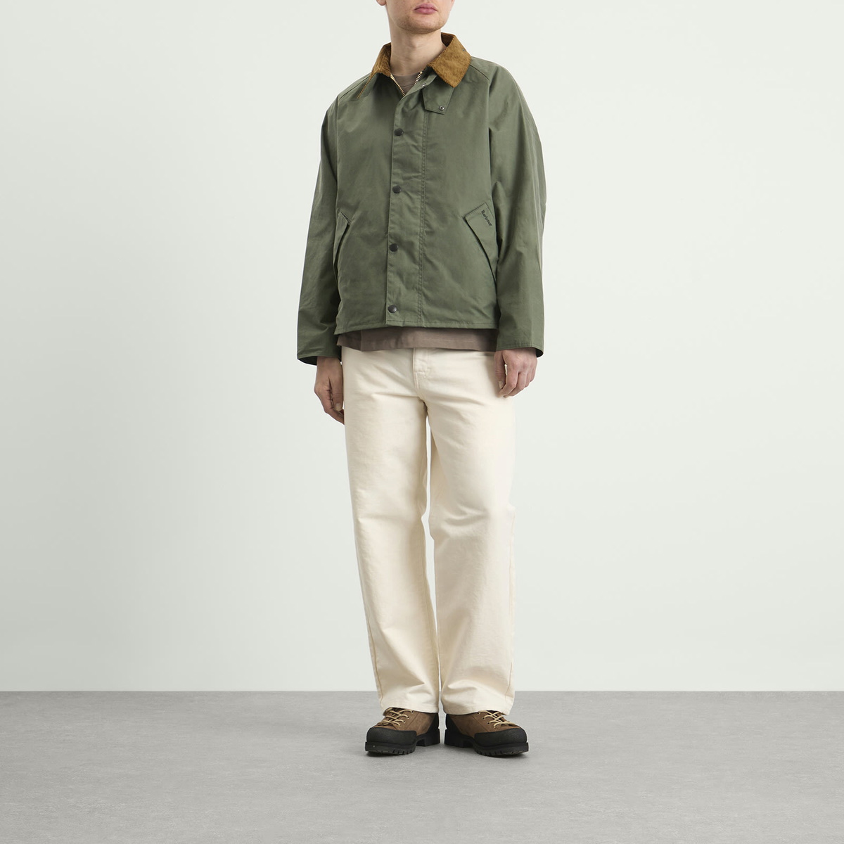 Barbour Men's OS Transport Wax Jacket in Light Moss Barbour