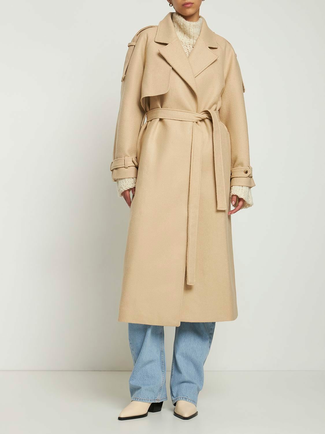 THE FRANKIE SHOP Suzanne Boiled Wool Trench Coat The Frankie Shop