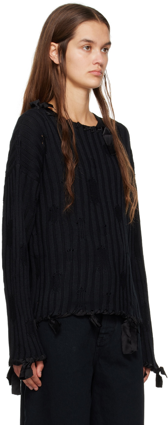 MM6 Maison Margiela Black Distressed Sweater MM6 Maison Margiela