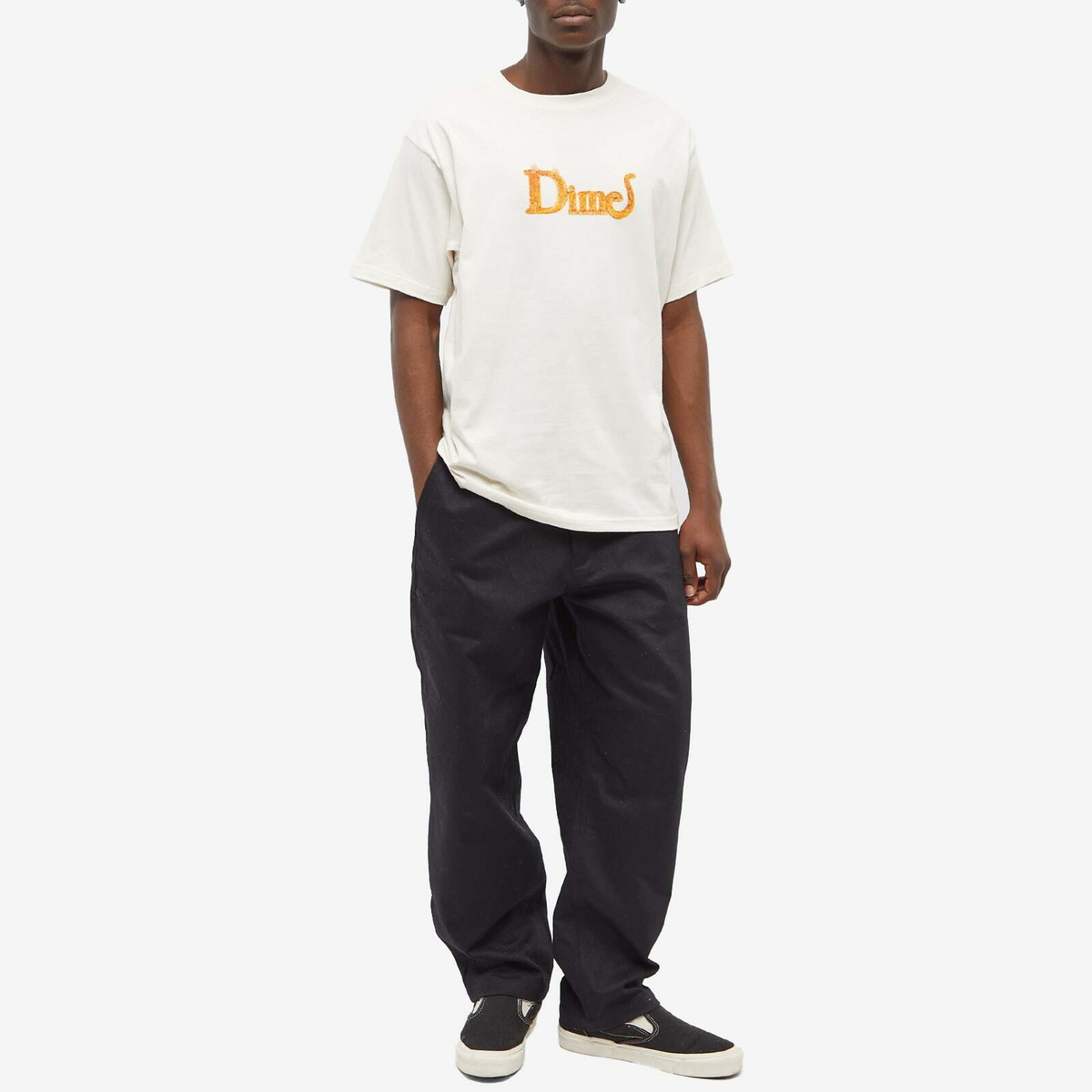 Dime Men's Classic Cat Logo T-Shirt in Rice Dime
