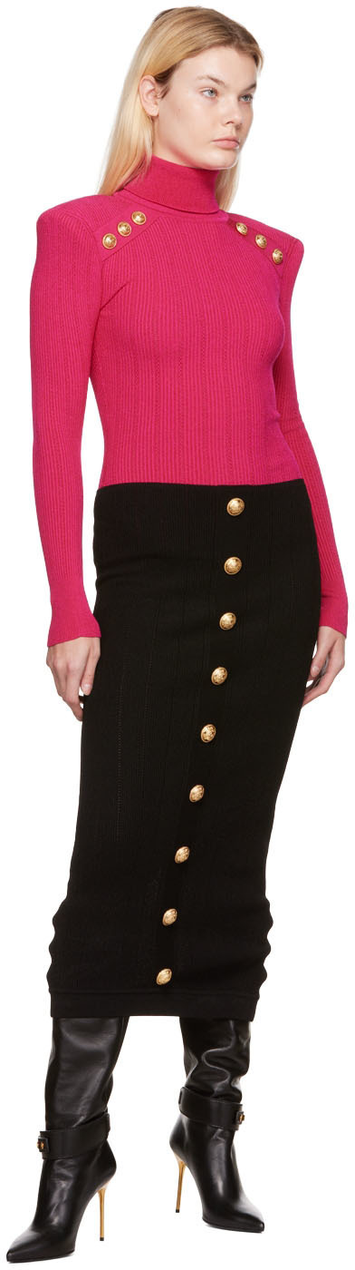 Balmain Pink Button Turtleneck Balmain