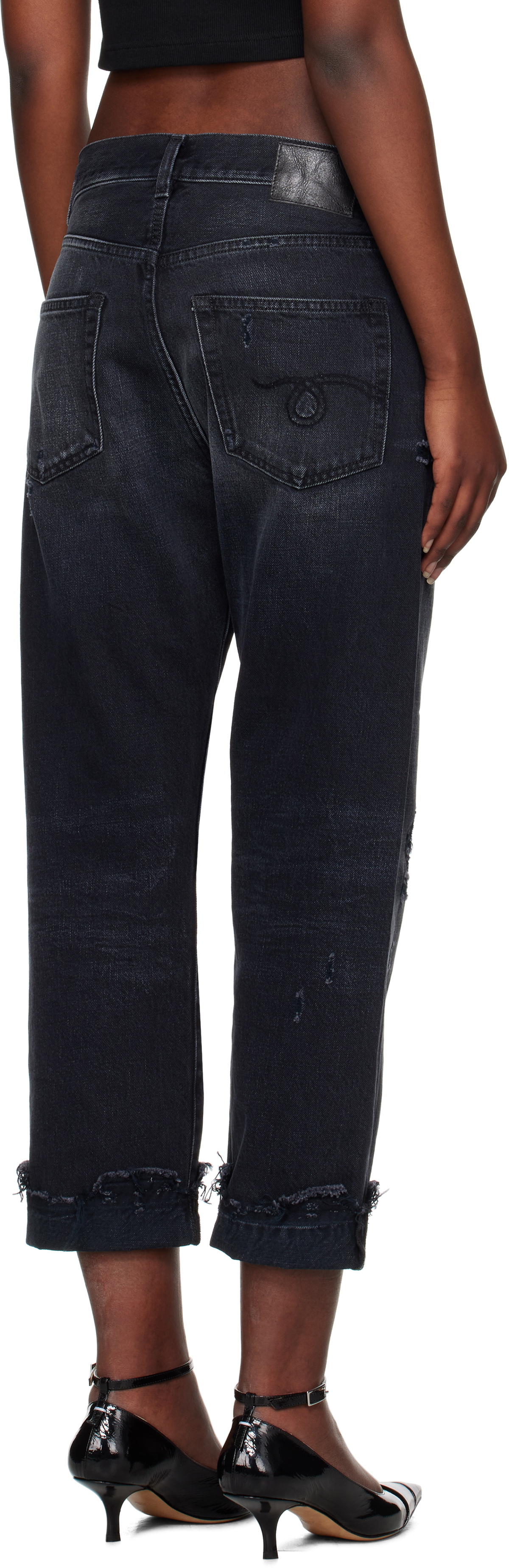 R13 Black Straight-Leg Boyfriend Jeans R13