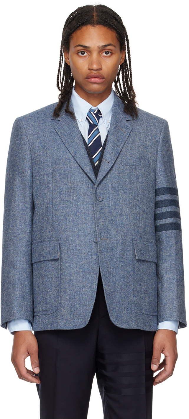Thom Browne Blue 4-Bar Blazer Thom Browne