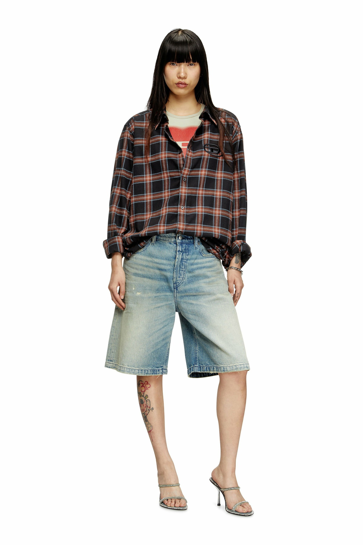 Diesel Shorts in worn-effect denim - Shorts Womens in Blue Diesel