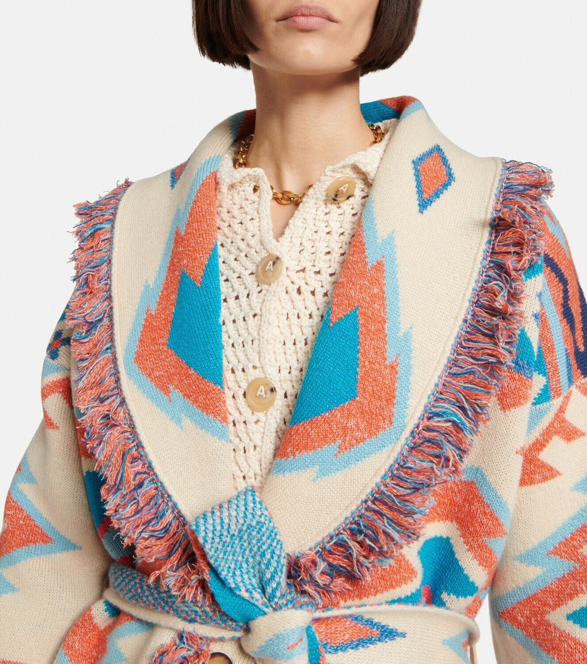 Alanui - Oasis cashmere and linen cardigan Alanui