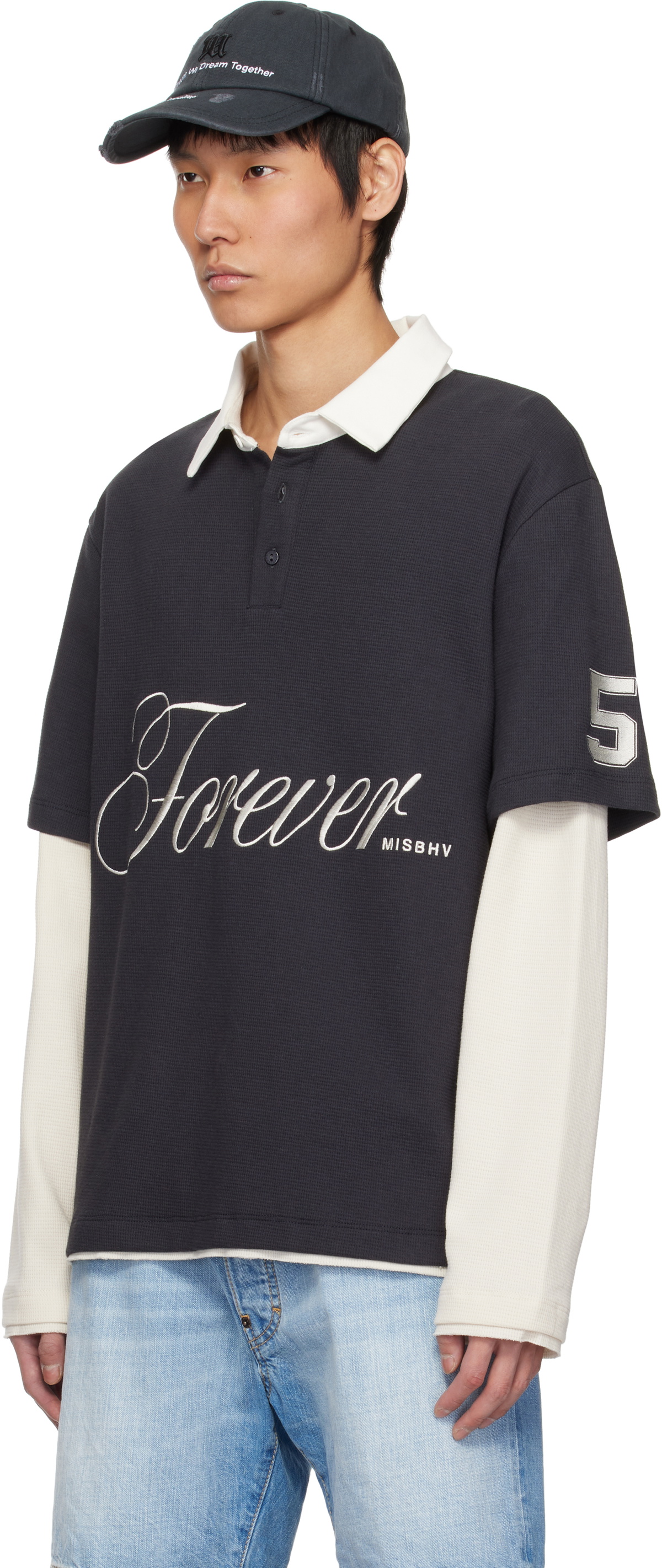 MISBHV Gray & Off-White Forever Double Layered Polo MISBHV
