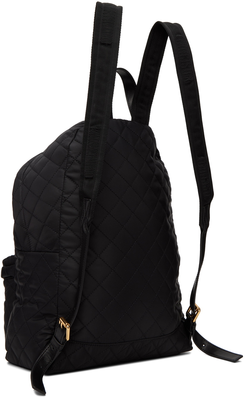 Moschino Black Quilted Logo Backpack Moschino