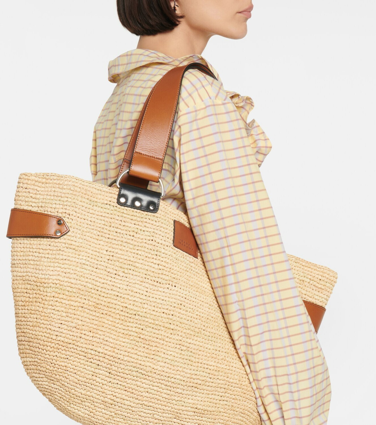 Isabel Marant Bahiba leather-trimmed raffia tote bag Isabel Marant