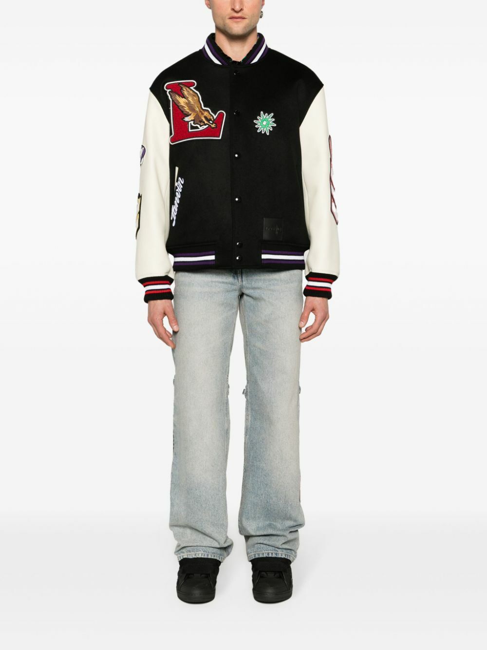 Lanvin Black Logo-Patch Varsity Jacket Lanvin