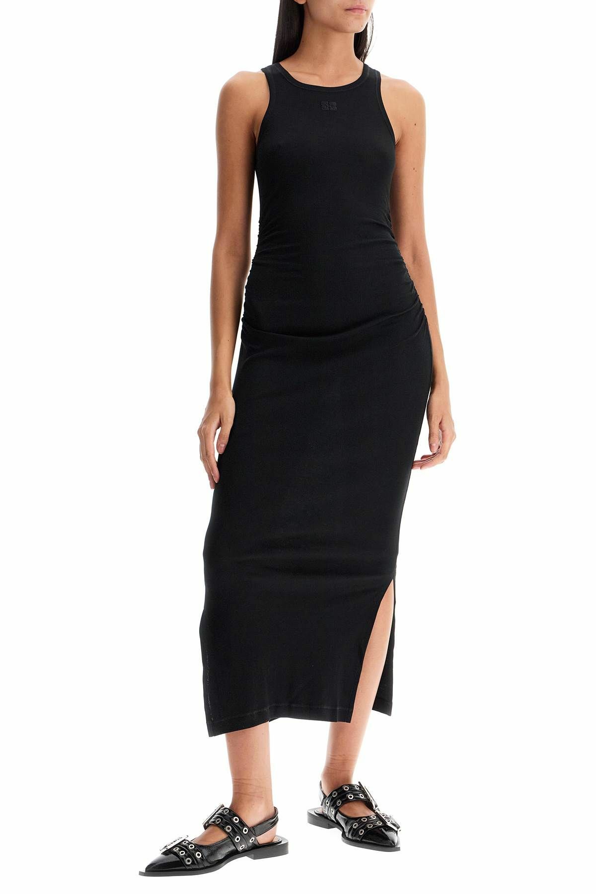 GANNI ribbed jersey tank dress Black GANNI