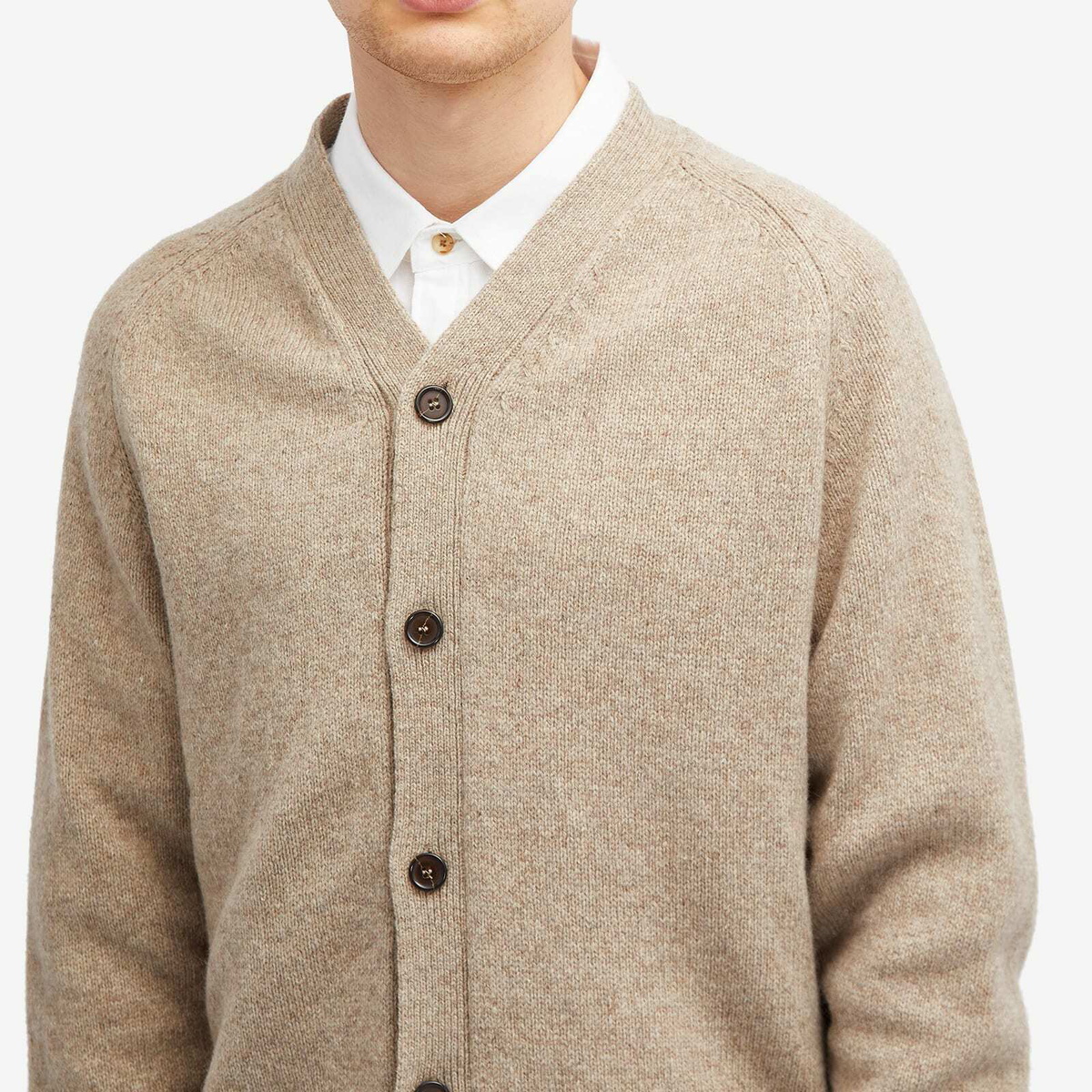 Universal Works Men's Eco Wool David Cardigan in Fawn Universal Works