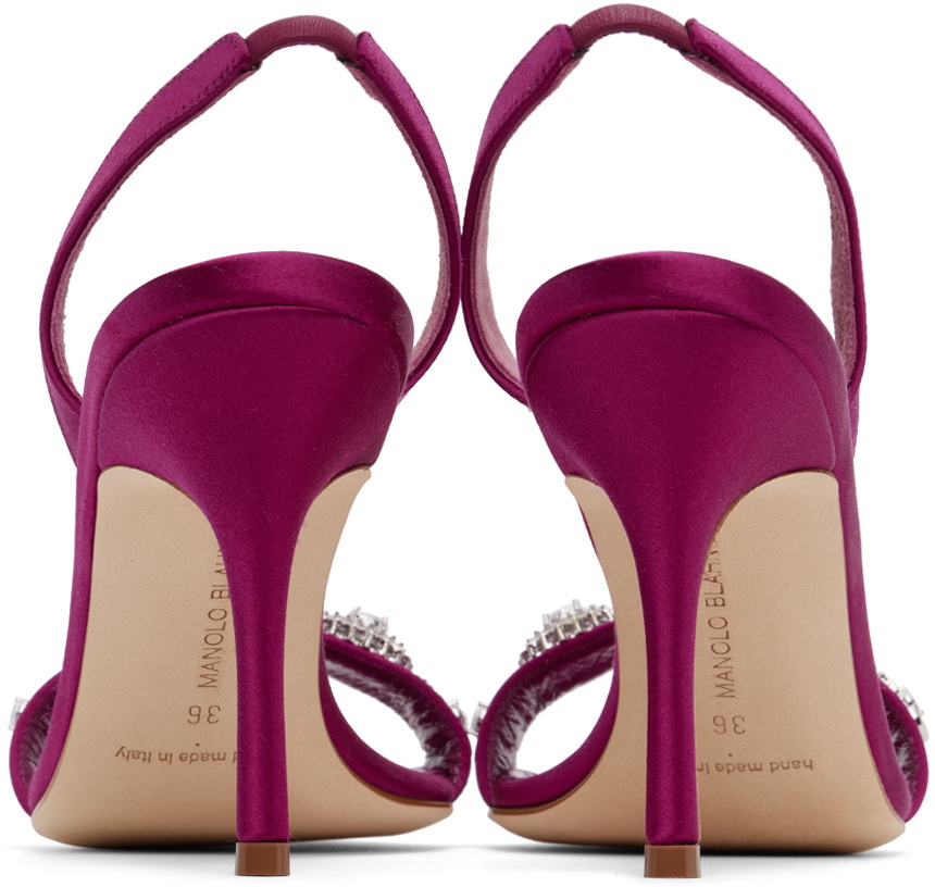 Manolo Blahnik Pink Lamisan Heeled Sandals Manolo Blahnik