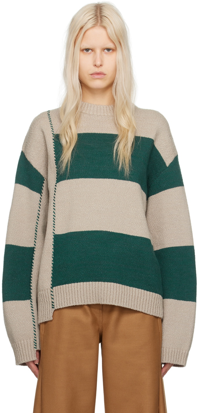 Holzweiler Beige & Green Baha Sweater Holzweiler