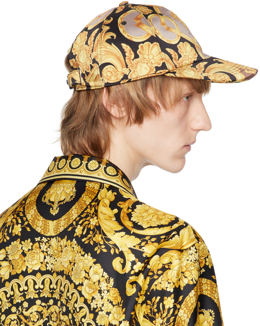 Versace Beige & Black Barocco Cap Versace