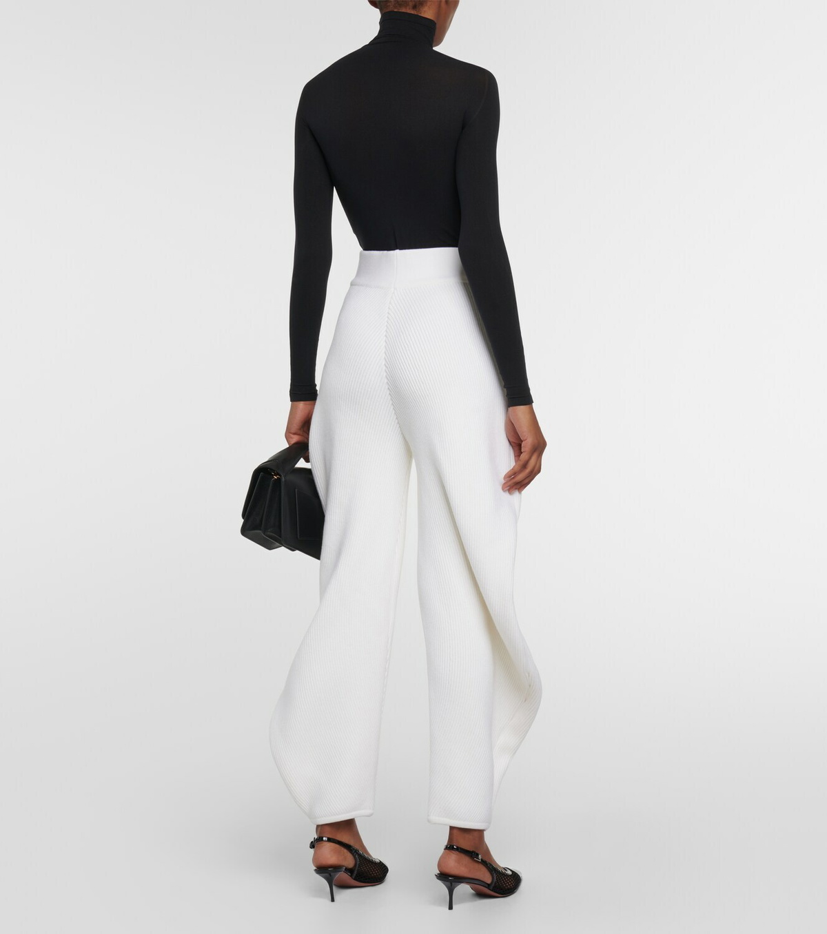 Alaïa High-rise knit barrel-leg pants ALAÏA