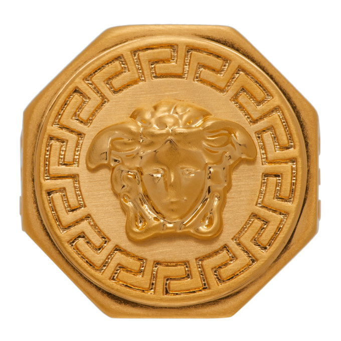 Versace Gold Greca and Medusa Ring Versace