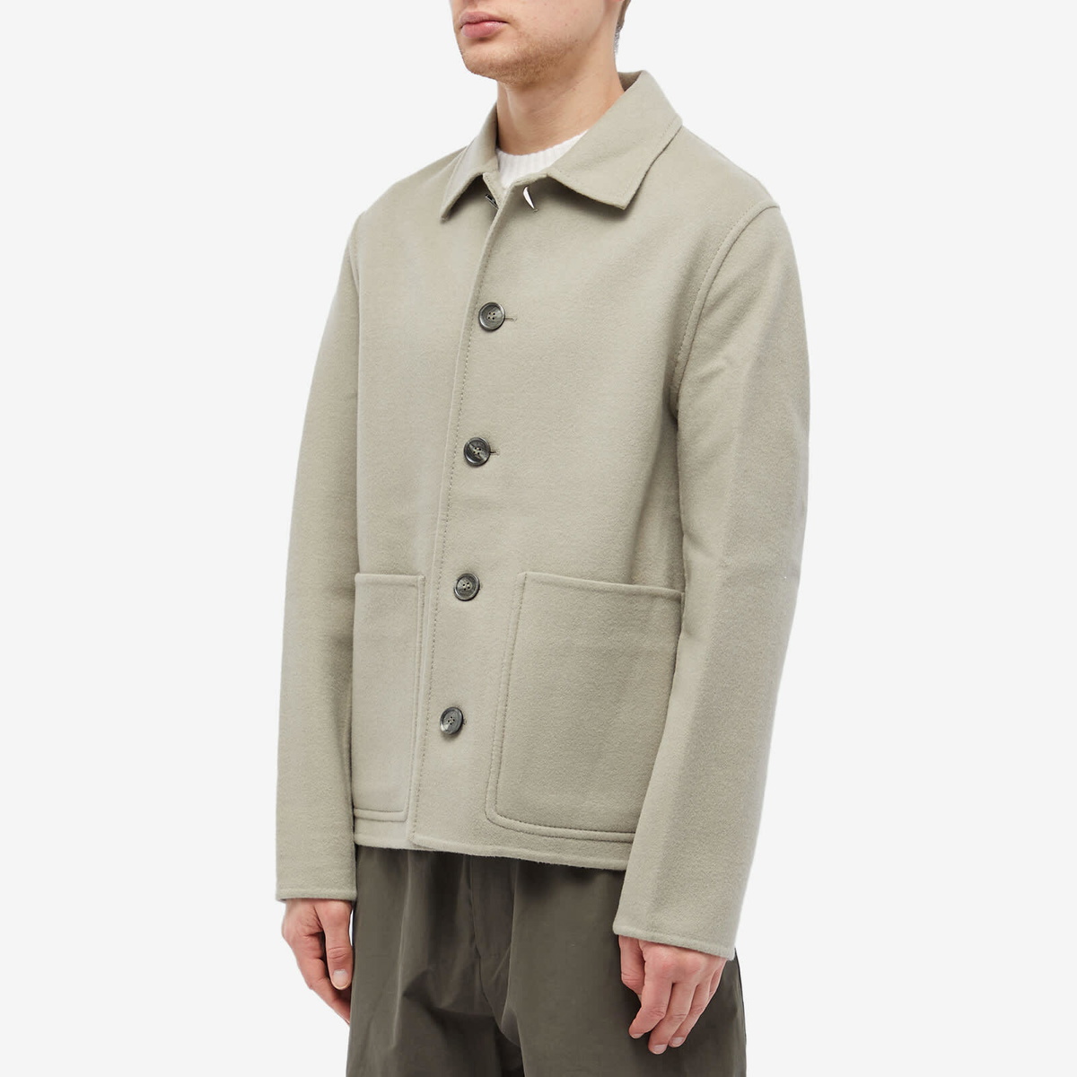AMI Paris Men's Double Face Wool Jacket in Argile AMI