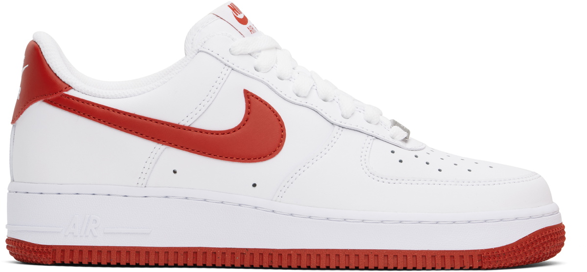 Nike White & Red Air Force 1 '07 Sneakers Nike