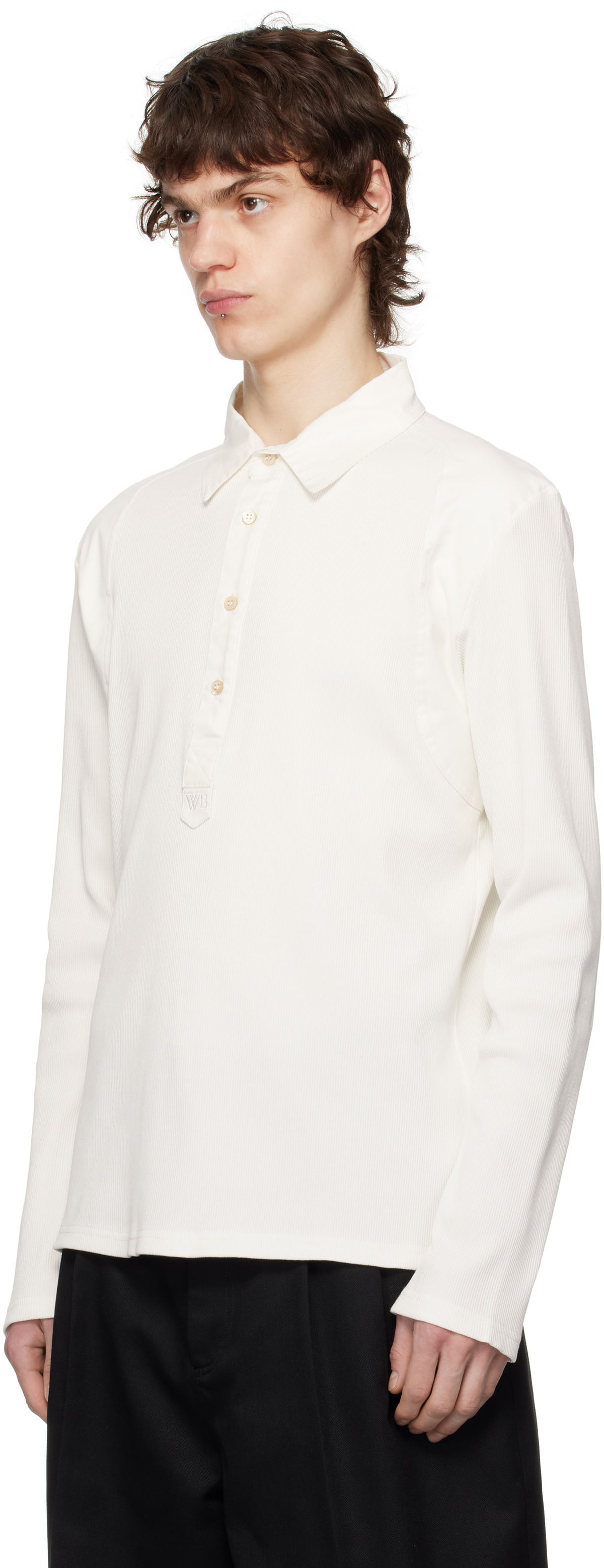 Wales Bonner White Dub Long Sleeve Polo Wales Bonner
