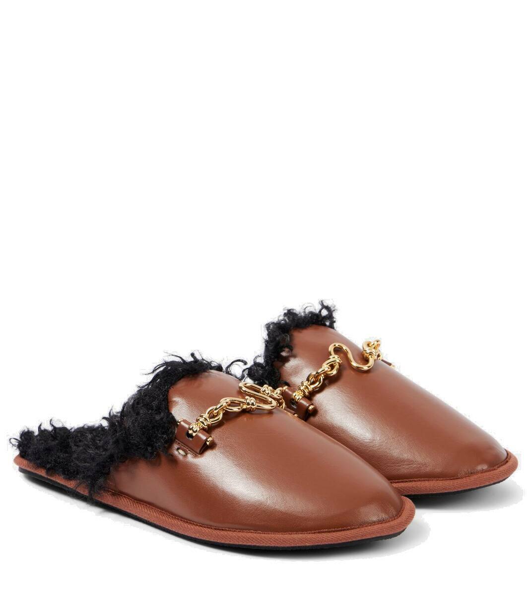 Stella McCartney Ryder teddy-trimmed faux leather mules Stella McCartney