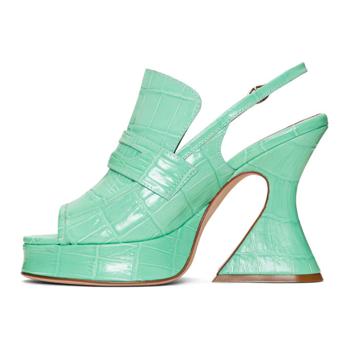 Sies Marjan Green Croc Ellie Loafer Heels Sies Marjan
