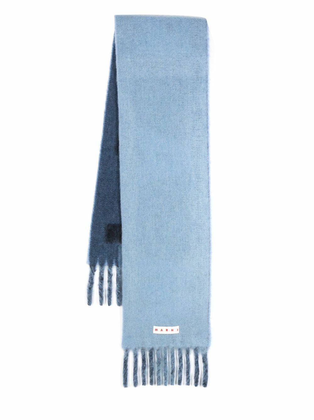 Marni Blue Logo-Applique Knitted Scarf Marni